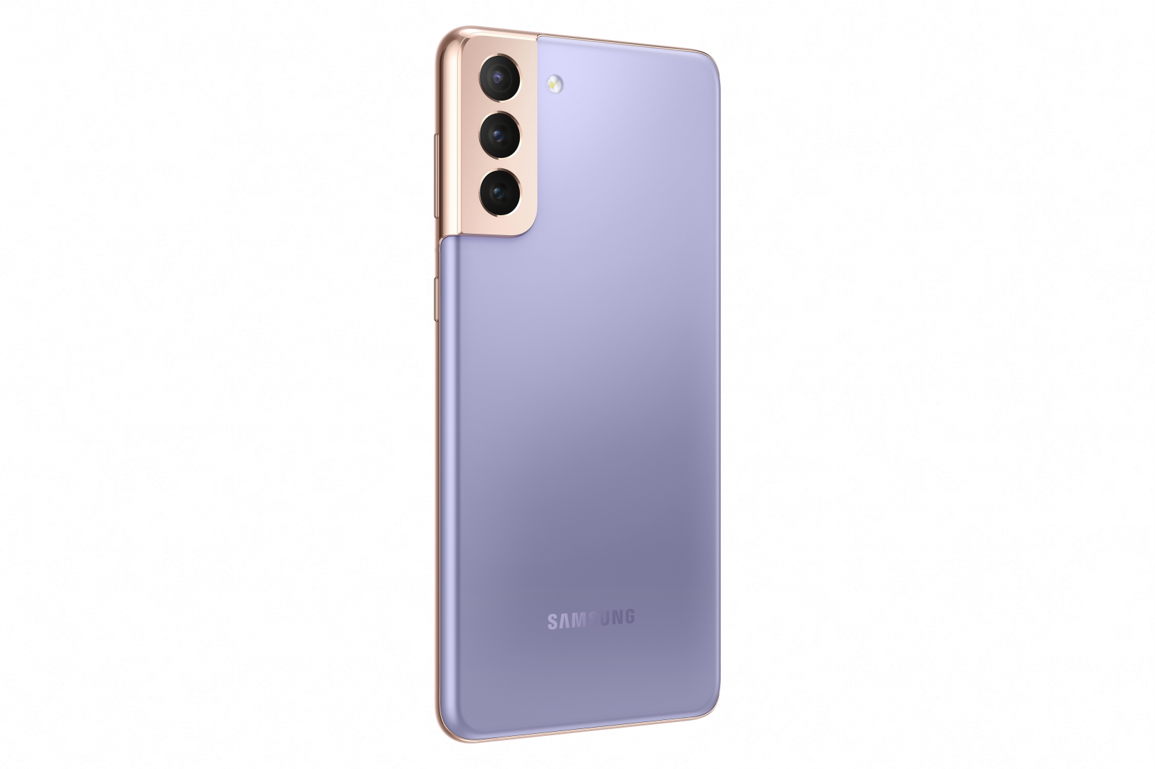 The Samsung Galaxy S21 in violet